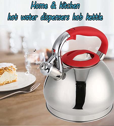 Stovetop Tea Kettle Whistling Teapot Tea Kettle Stainless Steel Whistling Kettle 3L Hot Water Boiler Kettle Kitchen Stovetop Hot Kettle Tea Kettle Teapot Stove Top Kettle Tea Pot ( Color : Red , Size