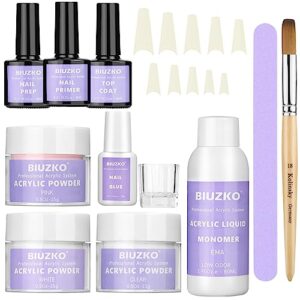 acrylic nail kit, acrylic powder and acrylic liquid monomer set with nail prep primer top coat kolinsky brush nail glue tips acrylic nail kit with everything for beginners