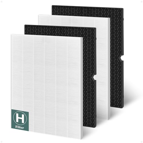 116130 Replacement Filter H for Winix 5500-2 and AM80 Air Purifier, 2 Set HEPA Filter and Activated Carbon Filter Combo Pack