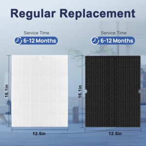 116130 Replacement Filter H for Winix 5500-2 and AM80 Air Purifier, 2 Set HEPA Filter and Activated Carbon Filter Combo Pack