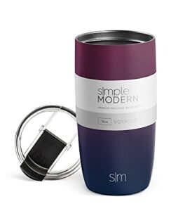 simple modern travel coffee mug tumbler with flip lid | reusable insulated stainless steel cold brew iced coffee cup thermos | gifts for women men him her | voyager collection | 16oz | mystic moon