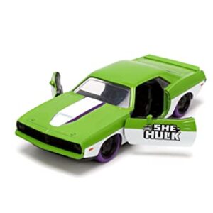 Marvel 1:32 1973 Plymouth Barracuda Die-Cast Car & 1.65" She-Hulk Figure, Toys for Kids and Adults