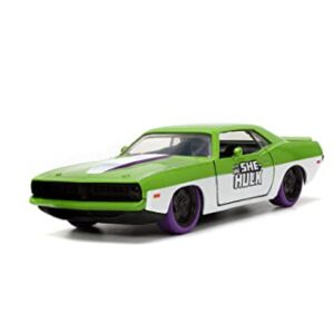 Marvel 1:32 1973 Plymouth Barracuda Die-Cast Car & 1.65" She-Hulk Figure, Toys for Kids and Adults