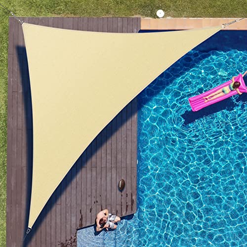 ColourTree 14' x 14' x 19' Beige Sun Shade Sail Right Triangle Canopy - UV Block & Water Permeable, Heavy Duty Awning for Patio, Garden, Backyard, Yard, Outdoor (We Make Custom Size)