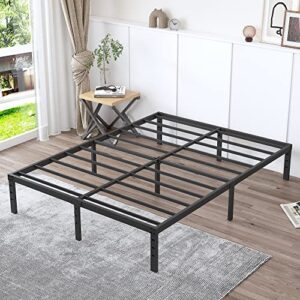 YUSENHEEI 14 Inch Queen Size Bed Frame, No Box Spring Needed, Heavy Duty Metal Platform Bed Frame with Large Underbed Storage Space, Noise Free, Easy Assembly, Black