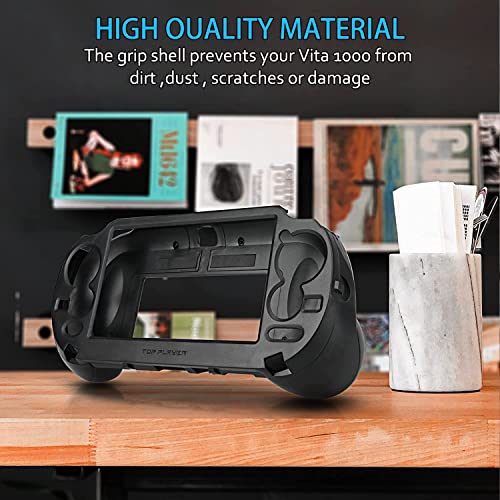 Sedicoca Trigger Hand Grip Shell Controller Protective Case with L2 R2 Trigger Button Grip Shell Controller Protective Case for Playstation PS Vita 1000 Black