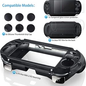 Sedicoca Trigger Hand Grip Shell Controller Protective Case with L2 R2 Trigger Button Grip Shell Controller Protective Case for Playstation PS Vita 1000 Black