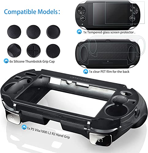 Sedicoca Trigger Hand Grip Shell Controller Protective Case with L2 R2 Trigger Button Grip Shell Controller Protective Case for Playstation PS Vita 1000 Black