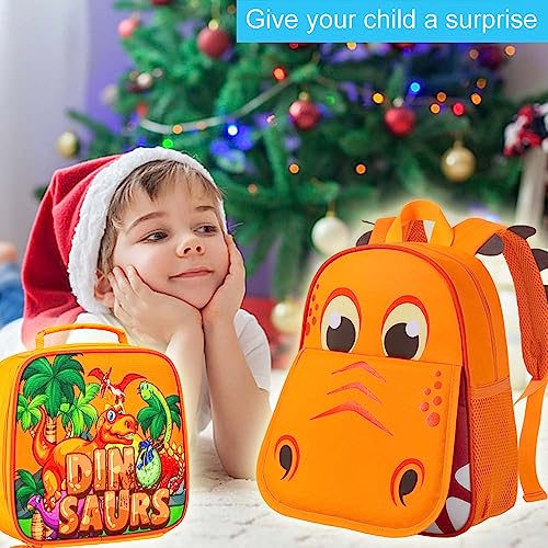 gxtvo Toddler Backpack for Boys, Dinosaur Kids Preschool Bookbag and Lunch Box, 12" Cute Cartoon Animal Schoolbag