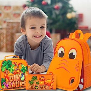 gxtvo Toddler Backpack for Boys, Dinosaur Kids Preschool Bookbag and Lunch Box, 12" Cute Cartoon Animal Schoolbag