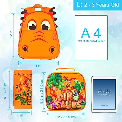 gxtvo Toddler Backpack for Boys, Dinosaur Kids Preschool Bookbag and Lunch Box, 12" Cute Cartoon Animal Schoolbag