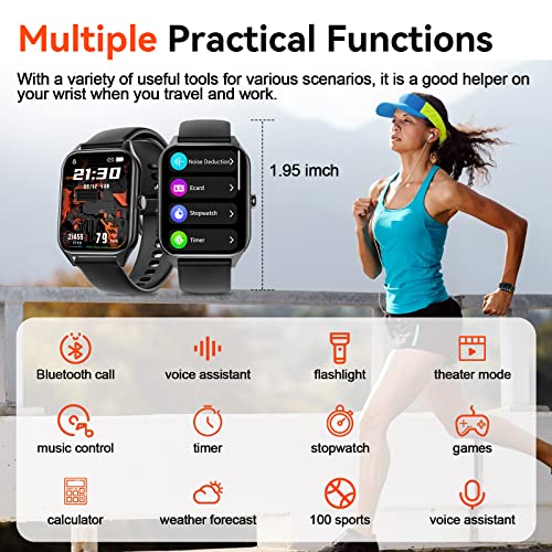 Smart Watch for Men Women with Bluetooth Call, 2023 Newest 1.95''HD DIY Dial Fitness Activity Tracker Waterproof Fitness Watch with Heart Rate Sleep Monitor, Multi-Sports Smartwatch for Android iOS…