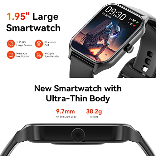 Smart Watch for Men Women with Bluetooth Call, 2023 Newest 1.95''HD DIY Dial Fitness Activity Tracker Waterproof Fitness Watch with Heart Rate Sleep Monitor, Multi-Sports Smartwatch for Android iOS…