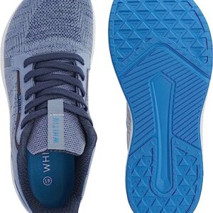 WHITIN Men's Wide Width Toe Box Road Running Shoes Zero Drop Size 9.5 Outdoor Workout Jogging Knit Rubber Stylish Lace up Cushioned Light Blue 43