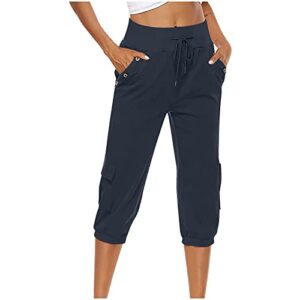 smidow linen pants women capri pants for women dressy casual drawstring elastic high waist cotton linen trousers active running sweatpants