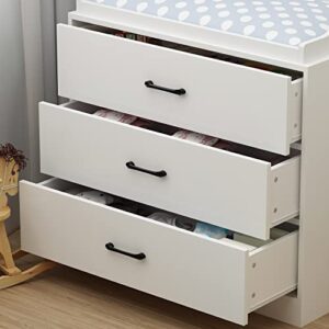 FUFU&GAGA Small Modern Wood Nursery Storage Dresser Chest with Wide Table Top & 3 Drawers, Wide Storage Space Functional Organizer