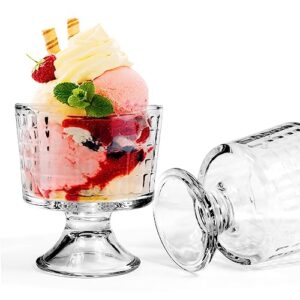 Glass Dessert Bowls, Footed Trifle Bowls Crystal Glass Ice Cream Cups for Ice Cream, Sundaes, Parfait, Milkshakes, Fruits, Pudding, Snack, Cereal, Nuts, (10 oz, 6 pcs)