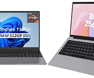 Auusda Laptop Bundle: 14.1"& 15.6", 3TB SSD+MicroSD, Windows 11 Pro, Ryzen 7 & Celeron J4105