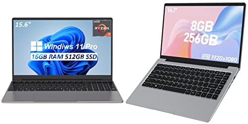 Auusda Laptop Bundle: 14.1"& 15.6", 3TB SSD+MicroSD, Windows 11 Pro, Ryzen 7 & Celeron J4105