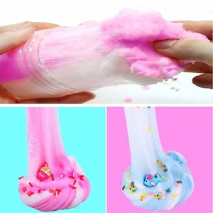 12 Pack Cloud Slime Kit, DIY Stress Relief Toy Cake Slime with Cute Slime Charms, Kids Party Favors Slime Putty Toys Gift