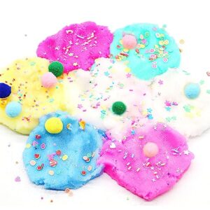 12 Pack Cloud Slime Kit, DIY Stress Relief Toy Cake Slime with Cute Slime Charms, Kids Party Favors Slime Putty Toys Gift