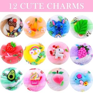 12 Pack Cloud Slime Kit, DIY Stress Relief Toy Cake Slime with Cute Slime Charms, Kids Party Favors Slime Putty Toys Gift