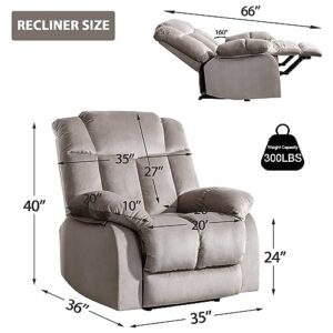 ANJ Modern Overstuffed Recliner Chair, Manual Recliners with Breathable Fabric and Padded Cushion, Extra Wide Reclining Chair for Living Room Bedroom, Camel