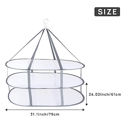 FGY Mesh Clothes Drying Rack, 3-Tier Windproof Sweater Drying Rack & 2-Tier Foldable Cloth Hanging Rack, Pop Up Clothes Dryer Rack for Delicate, Dress, Swimsuit, Shirt, Underwear, Sweater, Gown