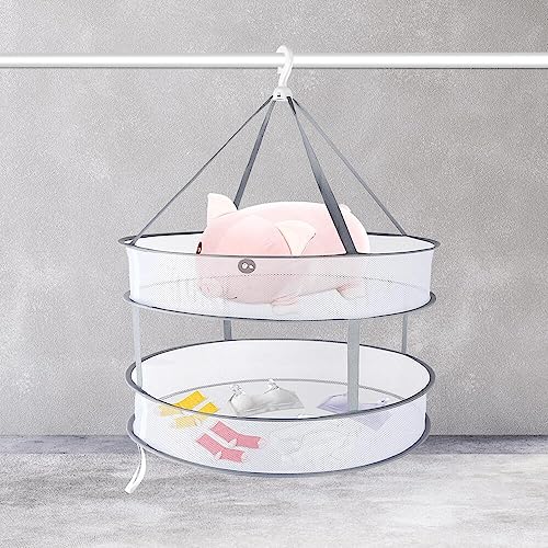 FGY Mesh Clothes Drying Rack, 3-Tier Windproof Sweater Drying Rack & 2-Tier Foldable Cloth Hanging Rack, Pop Up Clothes Dryer Rack for Delicate, Dress, Swimsuit, Shirt, Underwear, Sweater, Gown