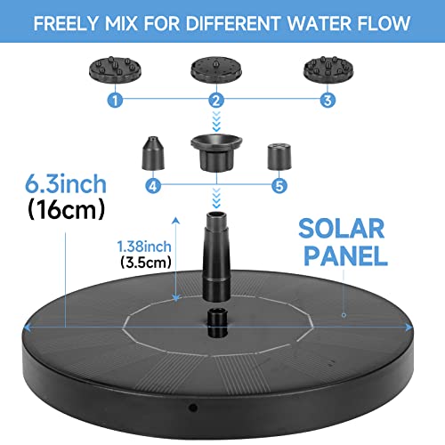 Solar Bird Bath Fountains, Bird Bath Bowl with Solar Fountain Pump, Solar Powered Water Fountain Combo Set with 5 Water Spray Types for Outdoor Garden Yard Patio Lawn