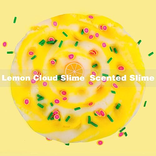 Cloud Slime Kit 5 Pack, with Peachybbies Rainbow Lemon Coffee Slime Charms, DIY Slime Supplies for Girls and Boys, Stress Relief Toy for Kids Education, Party Favor, Gift and Birthday