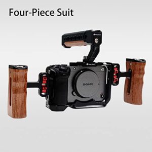 Easy Hood Camera Cage for Sony FX3 F30,Top Detachable Integrated Design Bottom Arca Quick Release Board can Quickly Switch Between Tripod and Stabilizer with Cold Shoe and Multiple Positioning Holes