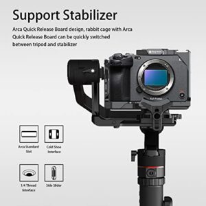 Easy Hood Camera Cage for Sony FX3 F30,Top Detachable Integrated Design Bottom Arca Quick Release Board can Quickly Switch Between Tripod and Stabilizer with Cold Shoe and Multiple Positioning Holes