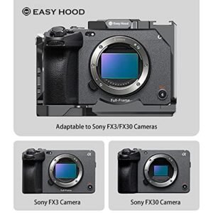 Easy Hood Camera Cage for Sony FX3 F30,Top Detachable Integrated Design Bottom Arca Quick Release Board can Quickly Switch Between Tripod and Stabilizer with Cold Shoe and Multiple Positioning Holes