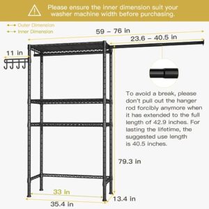 Ulif Laundry Room Organizers and Storage System, Heavy-Duty Mounted on the Wall Garment Rack with Adjustable Shelves and Expandable Hanger Rod for Bedroom and Laundry Room 13.4”D x (4.9 - 6.3 ft.)W x 79.3”H