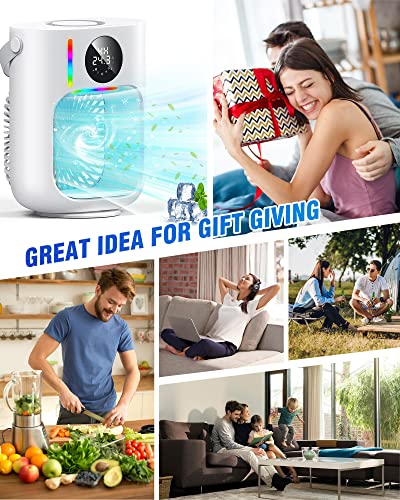 Portable Air Conditioners Fan, Skarif 900ml Evaporative Mini Air Conditioner with 7 Colors Light,3 Speeds Personal Air Conditioner,Personal Air Cooler with Humidifier for Room Bedroom Office (White)