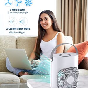 Portable Air Conditioners Fan, Skarif 900ml Evaporative Mini Air Conditioner with 7 Colors Light,3 Speeds Personal Air Conditioner,Personal Air Cooler with Humidifier for Room Bedroom Office (White)