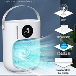 Portable Air Conditioners Fan, Skarif 900ml Evaporative Mini Air Conditioner with 7 Colors Light,3 Speeds Personal Air Conditioner,Personal Air Cooler with Humidifier for Room Bedroom Office (White)