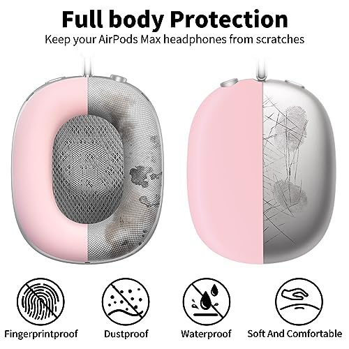 AIRSPO Airpods Max Case Cover, Silicone Case Cover for AirPods Max Headphones, Anti-Scratch Ear Pad Cover/Headband Cover for Apple AirPods Max, Airpod Max Accessories (Pink)…