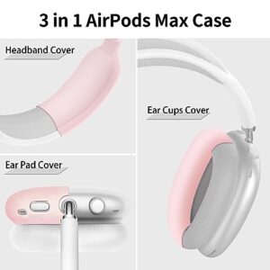 AIRSPO Airpods Max Case Cover, Silicone Case Cover for AirPods Max Headphones, Anti-Scratch Ear Pad Cover/Headband Cover for Apple AirPods Max, Airpod Max Accessories (Pink)…