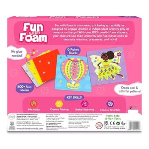 Skillmatics Art Activity - Fun with Foam Unicorns & Princesses, No Mess Sticker Art for Kids, Craft Kits, DIY Activity, Gifts for Boys & Girls Ages 3, 4, 5, 6, 7, Stocking Stuffers, Travel Toys