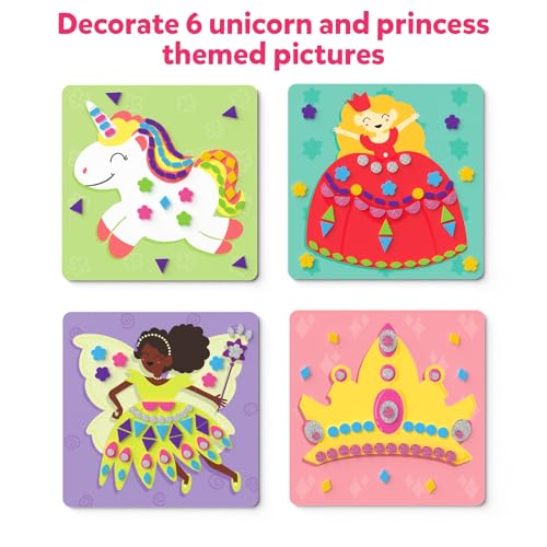 Skillmatics Art Activity - Fun with Foam Unicorns & Princesses, No Mess Sticker Art for Kids, Craft Kits, DIY Activity, Gifts for Boys & Girls Ages 3, 4, 5, 6, 7, Stocking Stuffers, Travel Toys