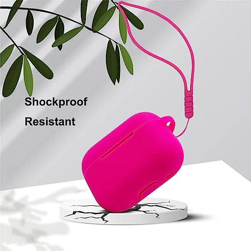 KOUJAON for Airpods Pro 2nd Generation Case Cover 2022，Soft Silicone Skin Case Cover with Bracelet Keychain Cute Apple Airpods Pro 2 Cover for Women Girls (Hot Pink)