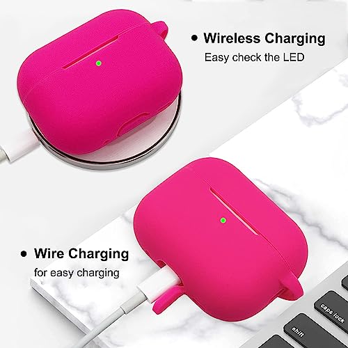 KOUJAON for Airpods Pro 2nd Generation Case Cover 2022，Soft Silicone Skin Case Cover with Bracelet Keychain Cute Apple Airpods Pro 2 Cover for Women Girls (Hot Pink)