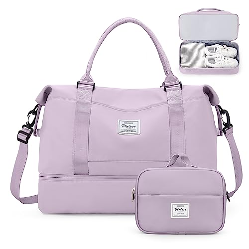 Weekender Bags for Women,Personal Item Travel Bag with Shoes Compartment,Overnight Travel Duffel Bag with Wet Pocket and Separate Toiletry Bag,Gym Bag