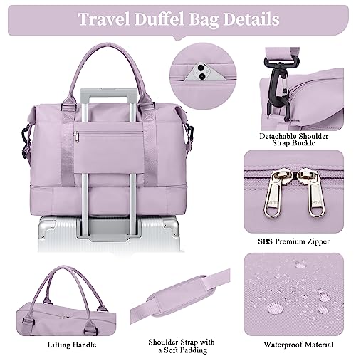 Weekender Bags for Women,Personal Item Travel Bag with Shoes Compartment,Overnight Travel Duffel Bag with Wet Pocket and Separate Toiletry Bag,Gym Bag