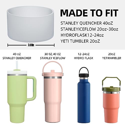 2 Pcs Silicone Cup Boot for Stanley Quencher Adventure 40 Oz Tumbler with Handle & Stanley Iceflow 20oz 30oz, Anti-Slip Protective Boot Cup Accessories for Hydro Sport Flask Water Bottle 12oz - 24oz