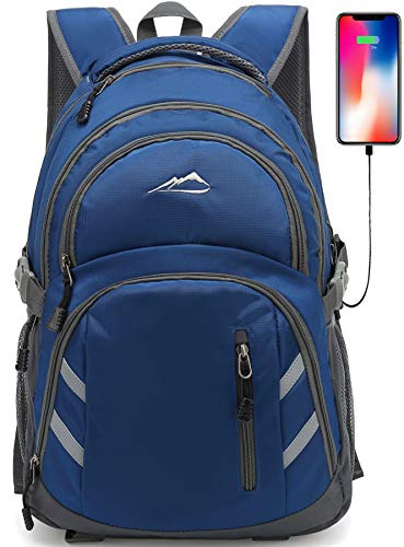 ProEtrade Extra Large Backpack Bookbag for College Laptop Travel, Fit Laptop Up to 17 inch with USB Charging Port Multi Compartment Anti theft, Gift for Women Men (Blue)