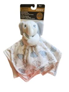 blankets and beyond unisex nunu baby security blanket, | 9m | 14" x 14" (blue baby elephant)