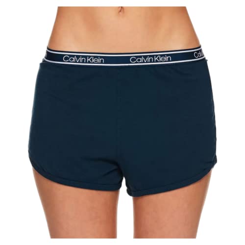 Calvin Klein Women's Lounge Pajama 2 Piece Shirt and Shorts Set (Blue Classic, Medium)